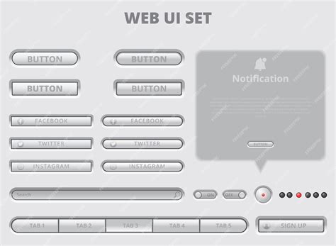 Premium Vector White Web Ui Elements Buttons Switches Bars Power Button Slider Vector