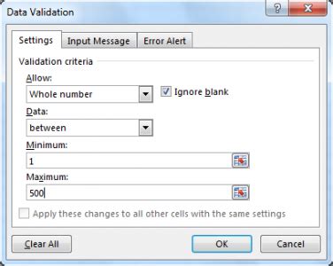 Data Validation For Specific Values