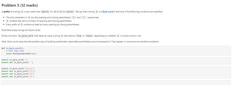 Solved Problem Marks A Prefix Of A String S Is Any Chegg