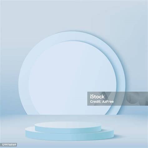 파란색 기하학적 3d 연단과 추상적 인 배경 벡터 일러스트레이션 0명에 대한 스톡 벡터 아트 및 기타 이미지 0명 3차원 형태 Fashion Show Istock