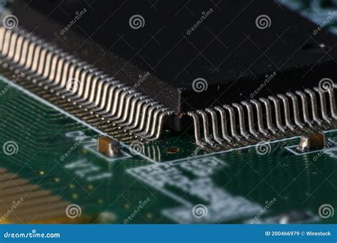 Integrated Semiconductor Microchip Microprocessor On The Circuit Board Stock Image Image Of