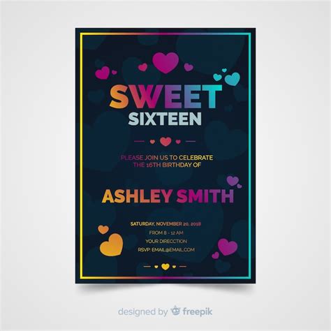 16 개의 생일 화려한 하트 카드 무료 벡터