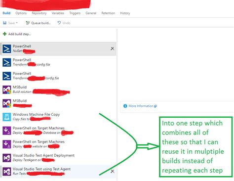 Powershell Team Foundation Server Combine Multiple Build Steps Into One Step Stack Overflow