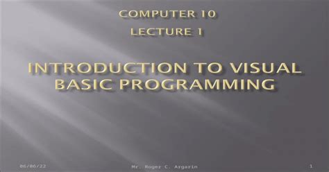 Download Ppt Powerpoint Introduction To Visual Basic Programming