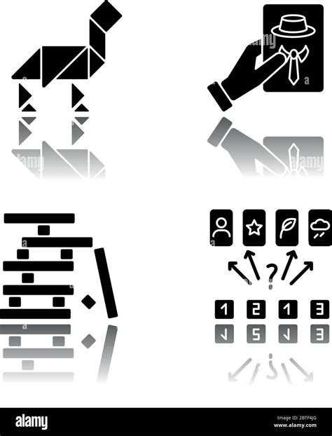 Tabletop Games Drop Shadow Black Glyph Icons Set Stock Vector Image Art Alamy