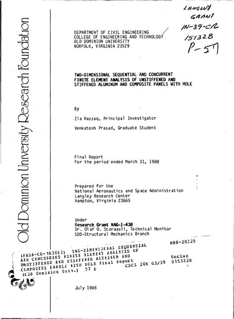 Pdf Two Dimensional Sequential And Concurrent Finite Element Analysis Of Unstiffened And