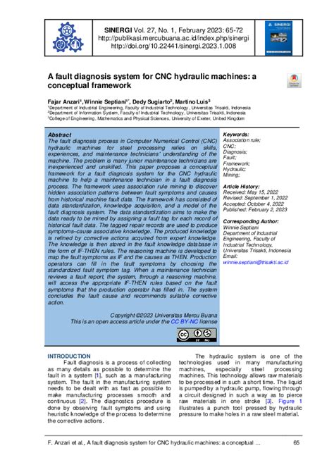 Pdf A Fault Diagnosis System For Cnc Hydraulic Machines A Conceptual