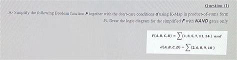 Solved A Simplify The Following Boolean Function F Together Chegg