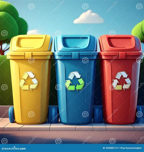 Color Coded Waste Segregation Bins For Environmental Management Stock Illustration