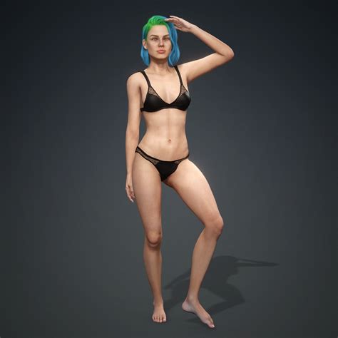 3d model character fashion beauty woman in lingerie blendshapes vr