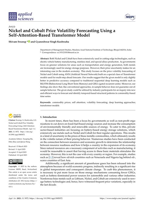 Pdf Nickel And Cobalt Price Volatility Forecasting Using A Self