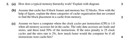 Solved 2 A How Does A Typical Memory Hierarchy Work