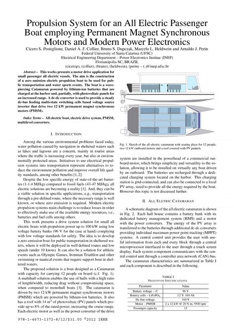 Pdf Propulsion System For An All Electric Passenger Boat Employing Permanent Magnet