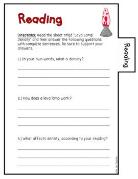 Density Investigation Activity Density Lab Made By Teachers