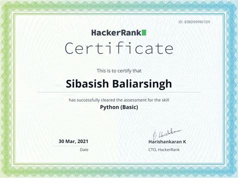 Sibasish Baliarsingh On Linkedin Hackerrank Python