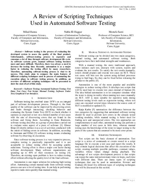 Pdf A Review Of Scripting Techniques Used In Automated Software Testing Milad Hana