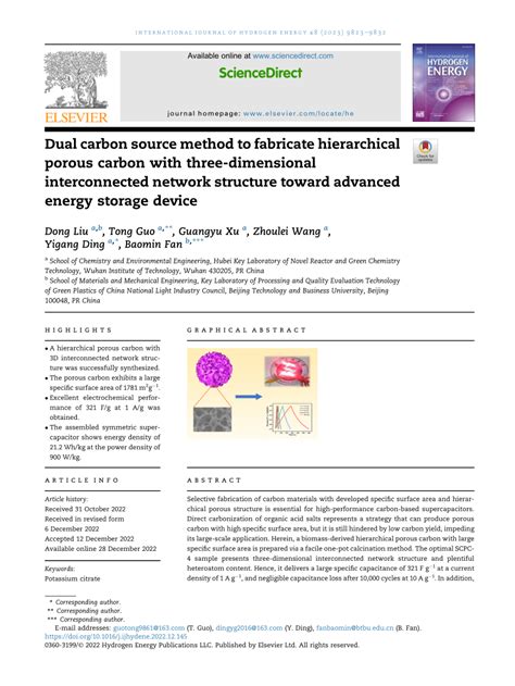 Pdf Dual Carbon Source Method To Fabricate Hierarchical Porous Carbon With Three Dimensional