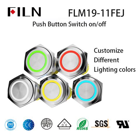 Great Push Button On Off Switch FILN Push Button On Off Switch 19MM 12V On Off 240V