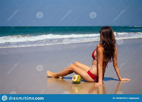 Beautiful Tanned Female Fitness Big Boobs Model Spf Applying On The