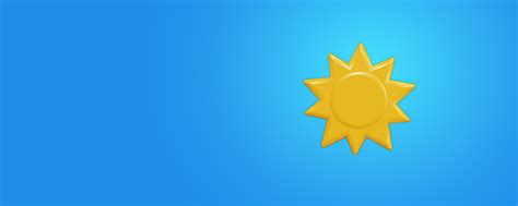 맑은 날 일기 예보 정보 아이콘입니다 파란색에 노란 태양 기후 날씨 요소 Metcast Wf 보고서 마크 운석 모바일 앱 비즈니스 웹에 대한 트렌디 버튼 3차원 형태에 대한