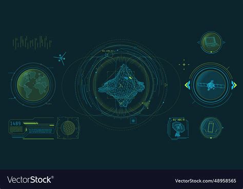 Geoscience Hud Interface Design With Big Data Vector Image