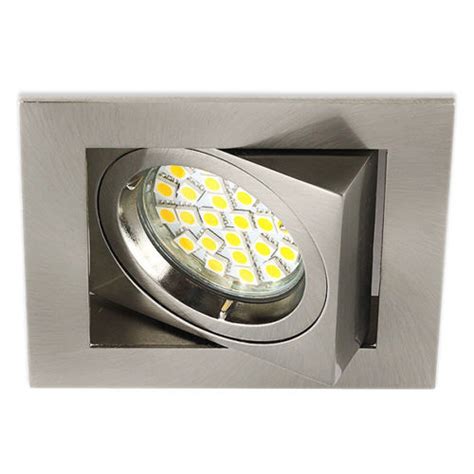 Satin Chrome Twist Lock Square Downlight Tilted Gu10 Spotlight