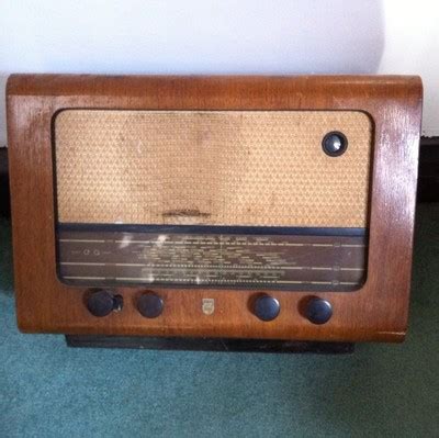 Philips 411a 1950s Vintage Valve Radio Old Wooden Wireless 282101691