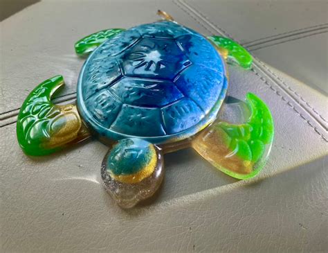 Blue Green And Gold Resin Turtle Decoration Cribbage King