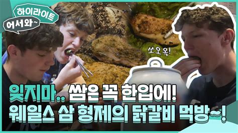 해리야 너 지금 쌈을 세 입에 먹은 거야 쌈 먹방부터 덮밥까지 웨일스 삼 형제의 닭갈비 먹방 l 어서와하이라이트 l 어서와한국은처음이지 l EP