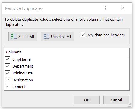 Removing Duplicates In An Excel Sheet Using Python Scripts