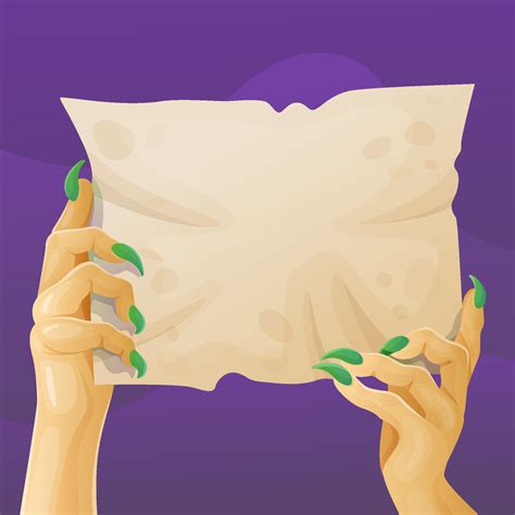 Witch Hands Holding Ancient Manuscript Scroll Paper With Copy Space Vector Art At Vecteezy