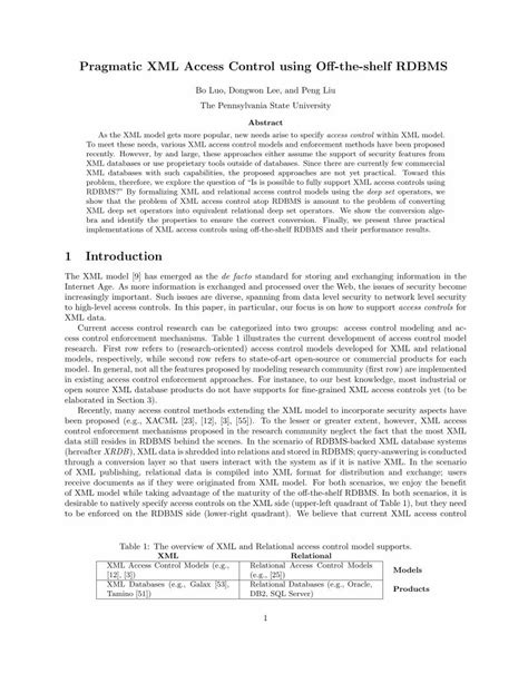pdf pragmatic xml access control using oﬀ the shelf rdbmss2 ist psu