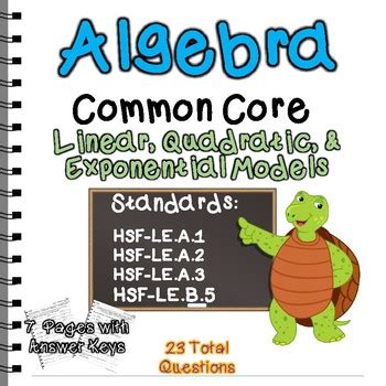 Algebra Common Core Practice Linear Quadratic And Exponential Models