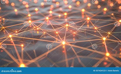 Interconnected Glowing Nodes And Lines Forming A Digital Network