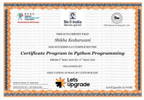 Shikha Kesharwani On Linkedin Python Language Completed