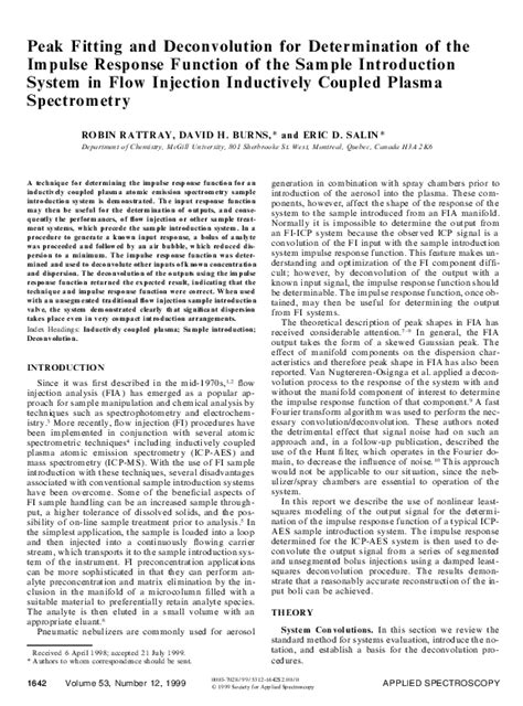 Pdf Peak Fitting And Deconvolution For Determination Of The Impulse