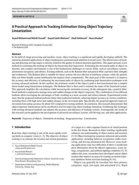 Pdf A Practical Approach To Tracking Estimation Using Object