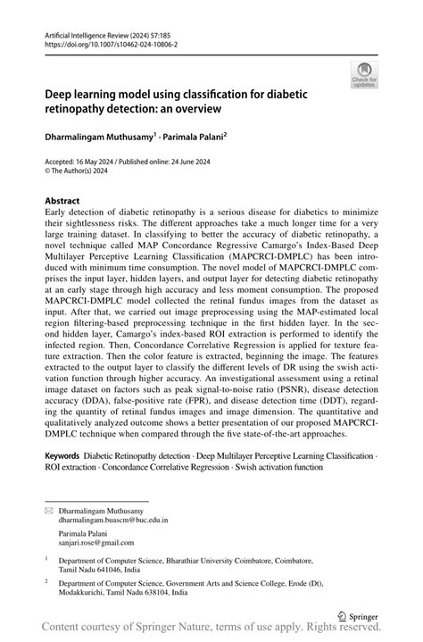 PDF Deep Learning Model Using Classification For Diabetic Retinopathy Detection An Overview