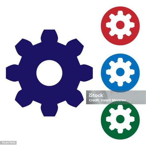 흰색 배경에 고립 된 파란색 기어 아이콘입니다 톱니바퀴 기어 설정 기호입니다 Cog 기호입니다 벡터 일러스트 0명에 대한 스톡