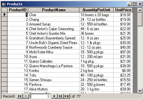 MS Access 2003 Default View