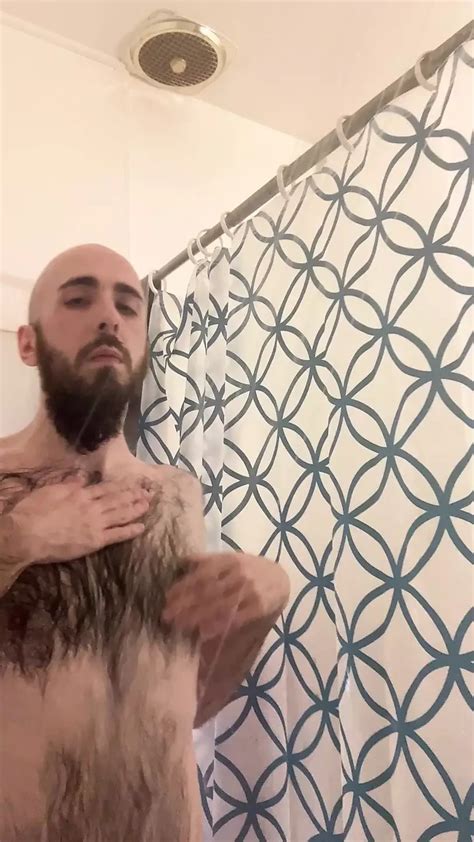 Skinny Hairy Bald Blue Eyed White Guy Washing My Beard Hairy Chest And