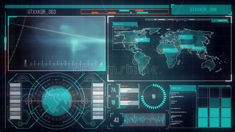Displaying Animation Futuristic Digital Interface With World Map And Data Charts Stock Video