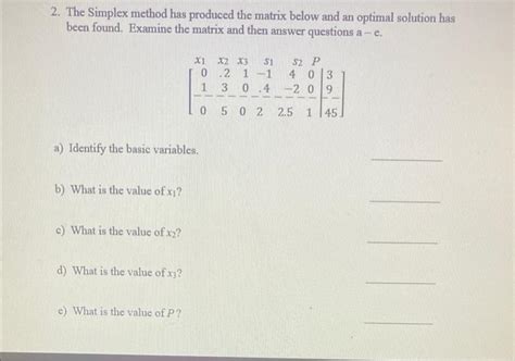 Solved Finite Math Course On Simplex Method I Need To Know Chegg