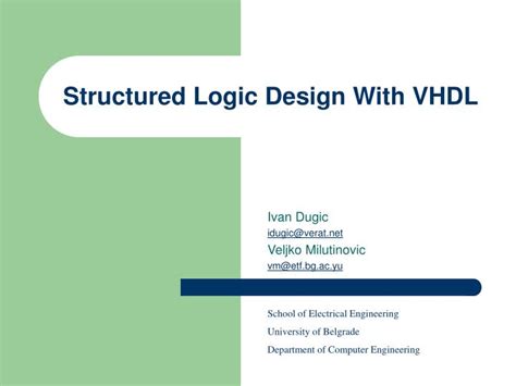 Ppt Structured Logic Design With Vhdl Powerpoint Presentation Free Download Id6307379