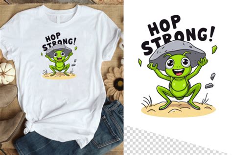 Cute Cartoon Grasshopper Lifting A Rock Graphic By