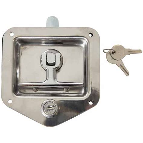 Stainless Steel Single Point T Handle Latch With Mounting Holes Includes Lock Key Set