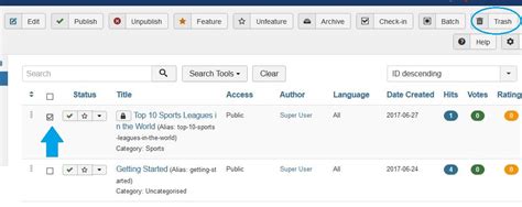Delete Joomla Article Studyopedia