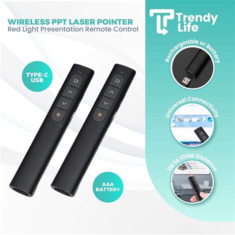 Rechargeable Battery Ppt Laser Pointer Red Light Powerpoint Slide