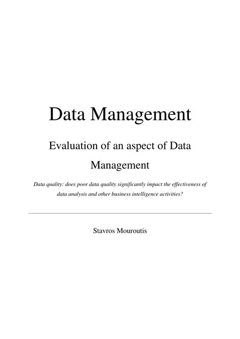 PDF Data Quality Does Poor Data Quality Significantly Impact The Effectiveness Of Data