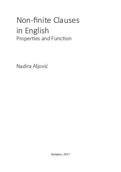 Pdf Non Finite Clauses In English Properties And Function